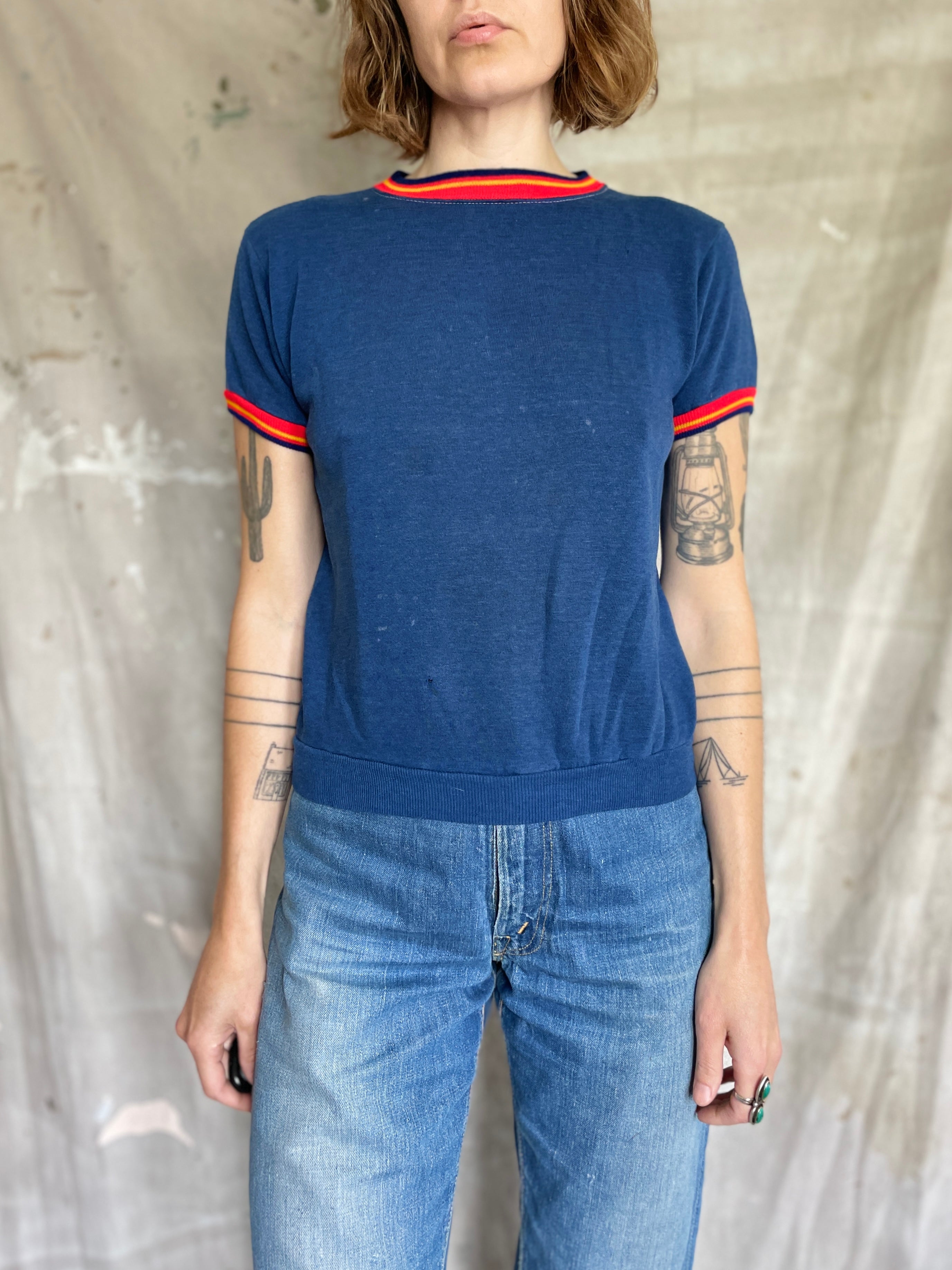 70s Blue Ringer Sweatshirt – Double Barrel Dry Goods