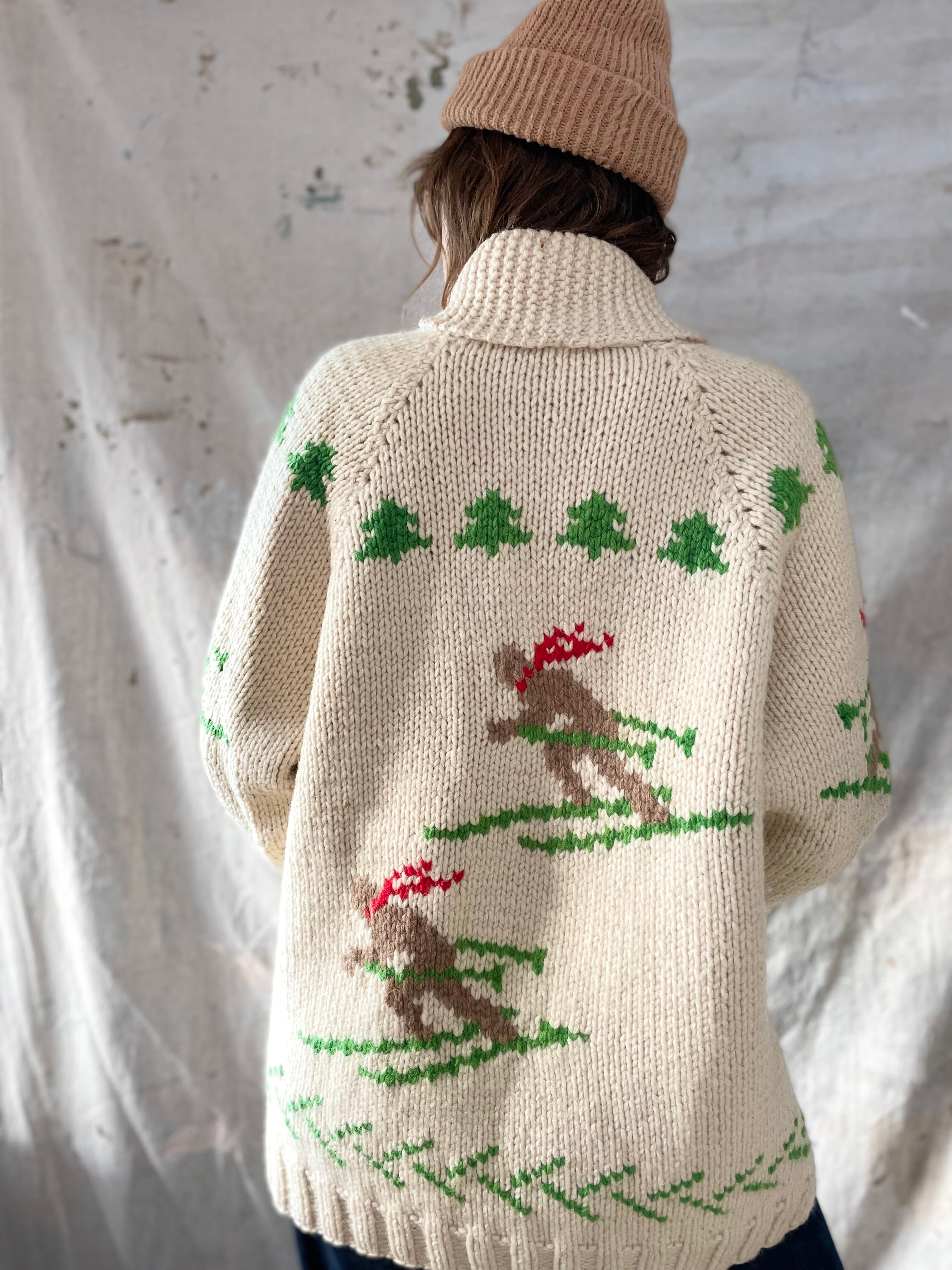 Ivory Mary Maxim “The Skiers” Sweater ⁣ – Double Barrel Dry Goods